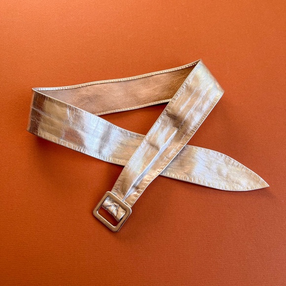 American Vintage | Accessories | Vintage 98s Metallic Silver Belt With ...